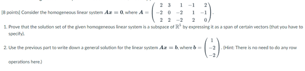 Solved [8 points] Consider the homogeneous linear system | Chegg.com