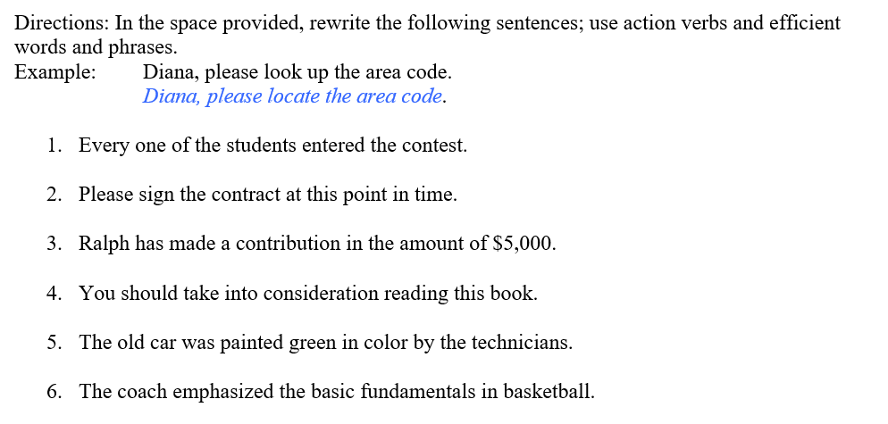 Directions: In the space provided, rewrite the | Chegg.com
