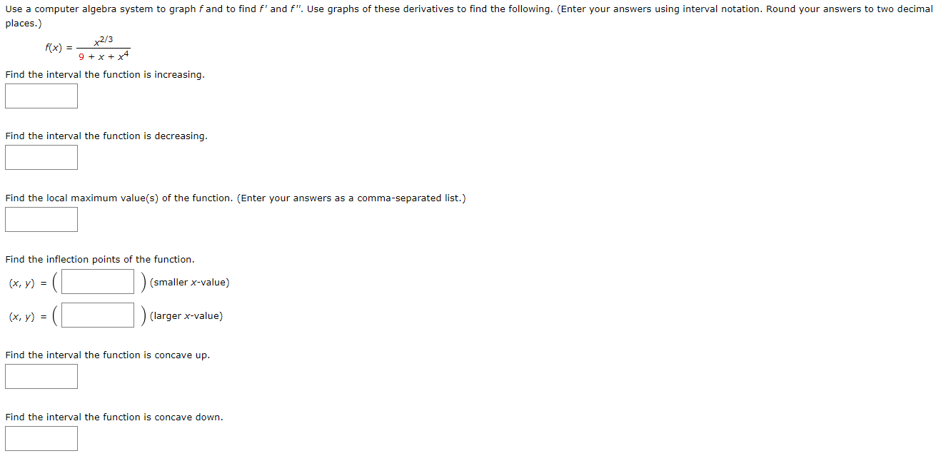 Solved Use a computer algebra system to graph f and to find | Chegg.com