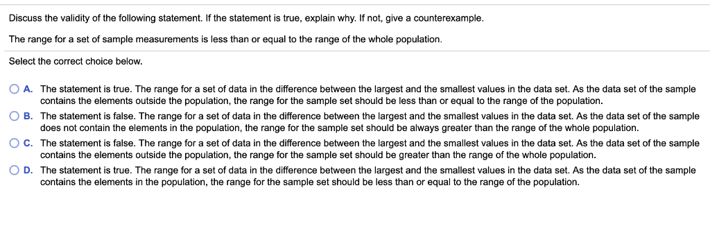 Solved Discuss the validity of the following statement. If | Chegg.com