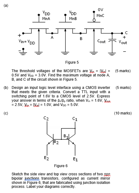 (a) VOD YDD OV Mnc MnA MnB B Vin= VDD Cout + Vout (5 | Chegg.com