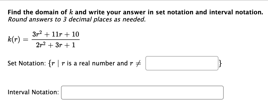 Solved Find the domain of k ﻿and write your answer in set | Chegg.com