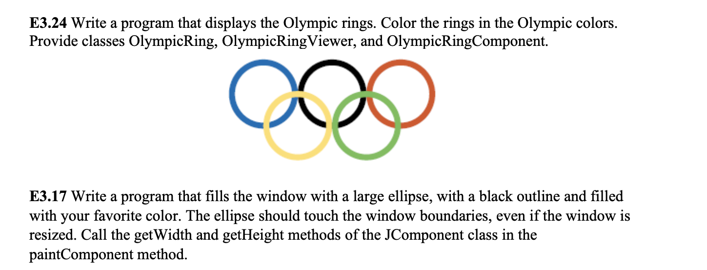 Solved E3.24 Write a program that displays the Olympic | Chegg.com