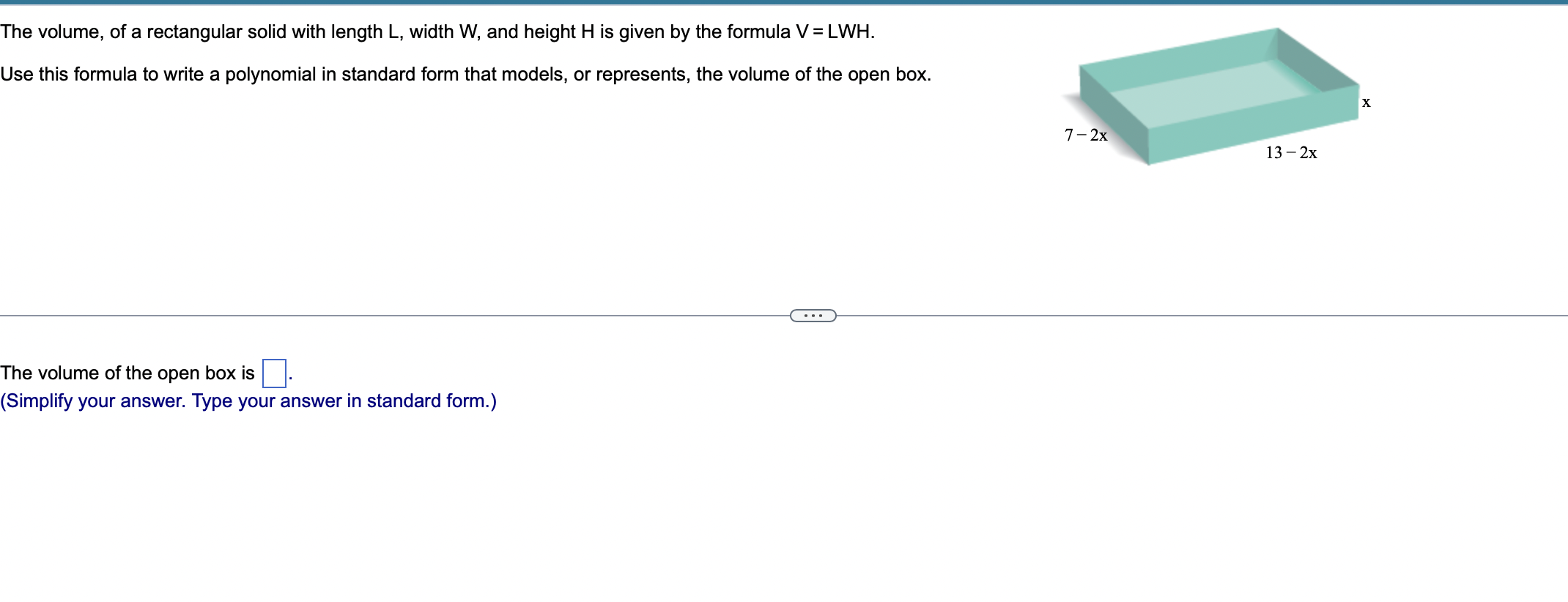 The volume, of a rectangular solid with length L, | Chegg.com