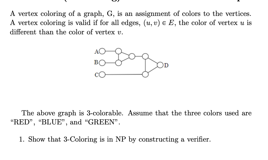 Solved A vertex coloring of a graph, G, is an assignment of | Chegg.com
