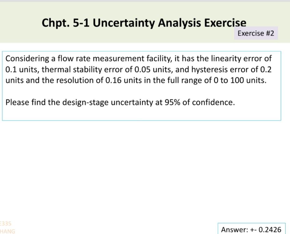Solved Chpt. 5-1 Uncertainty Analysis Exercise Considering a | Chegg.com