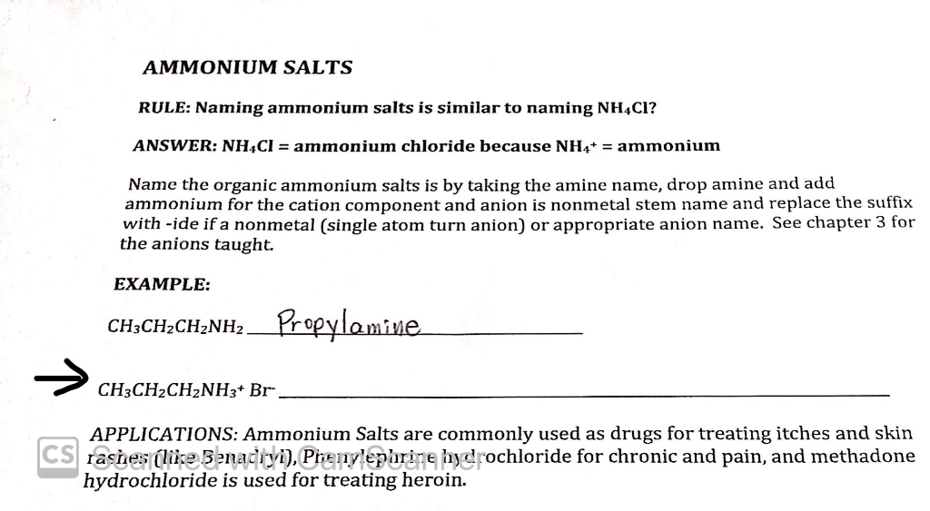 Solved AMMONIUM SALTS RULE: Naming ammonium salts is similar | Chegg.com