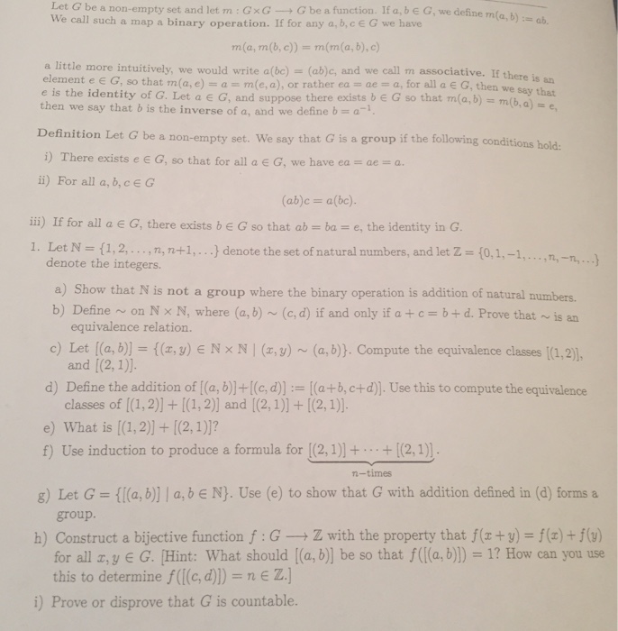 Solved Let G be a non-empty set and let m : G×G → G be a | Chegg.com
