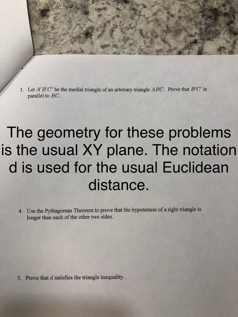 Solved 3. Let A'B'C' be the medial triangle of an arbitrary | Chegg.com
