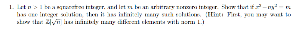 Solved 1. Let n> 1 be a squarefree integer, and let m be an | Chegg.com