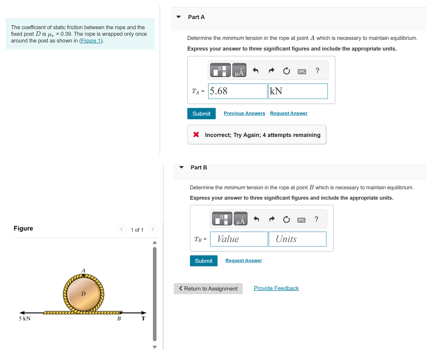 Solved The coefficient of static friction between the rope | Chegg.com