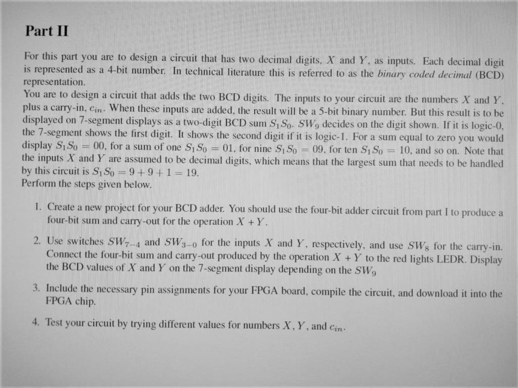 Solved Part II For this part you are to design a circuit | Chegg.com