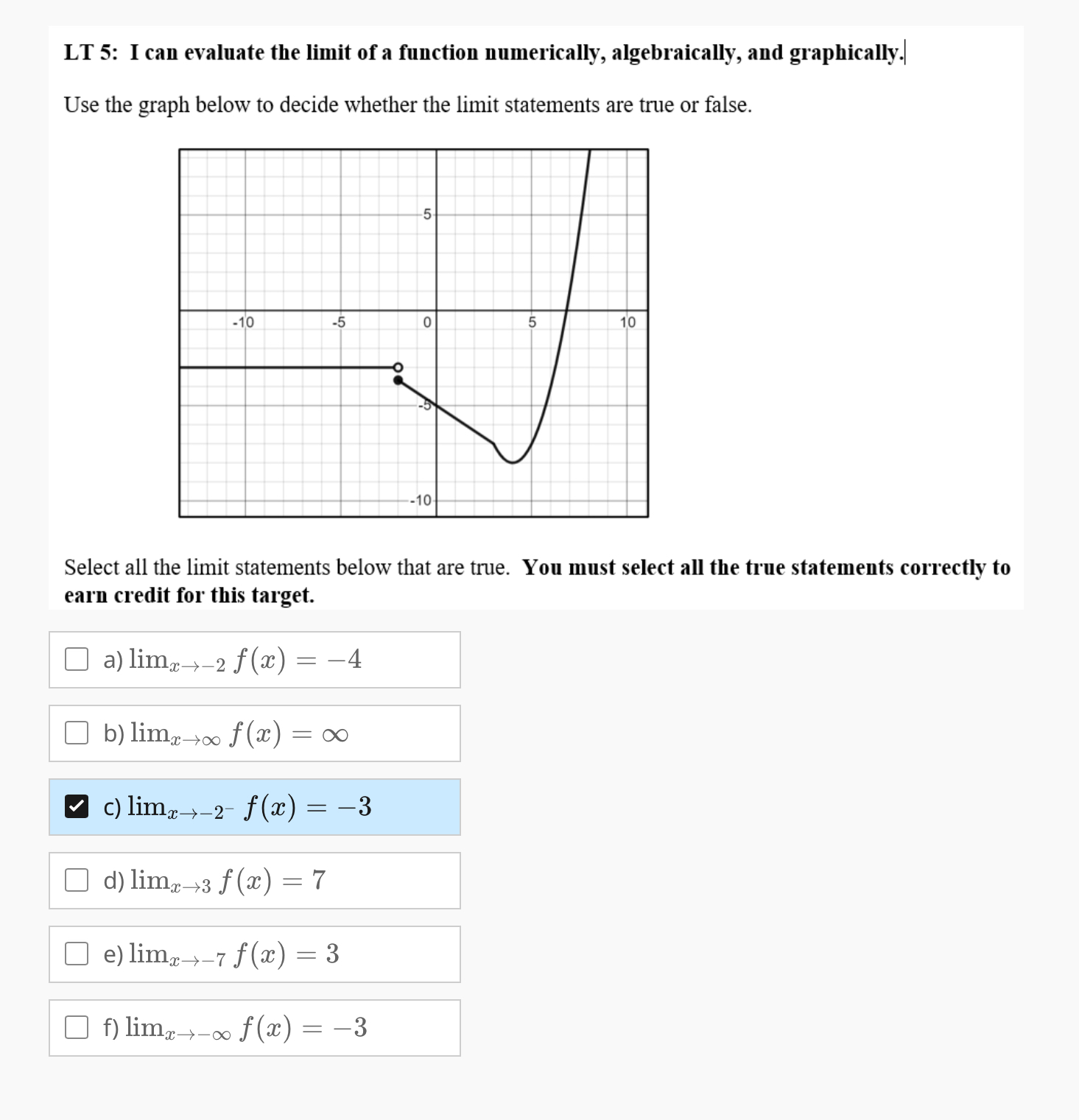 Solved LT 5: I can evaluate the limit of a function | Chegg.com