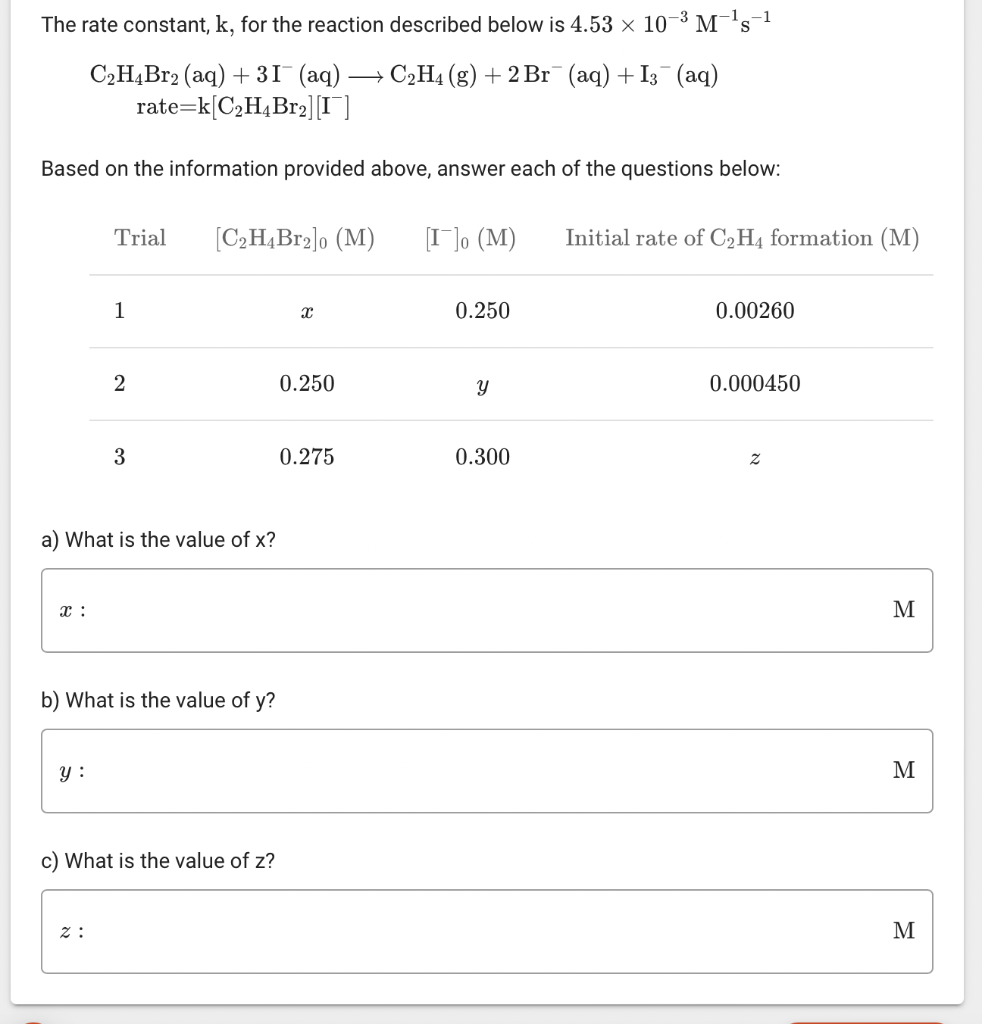 Solved The rate constant, k, for the reaction described | Chegg.com