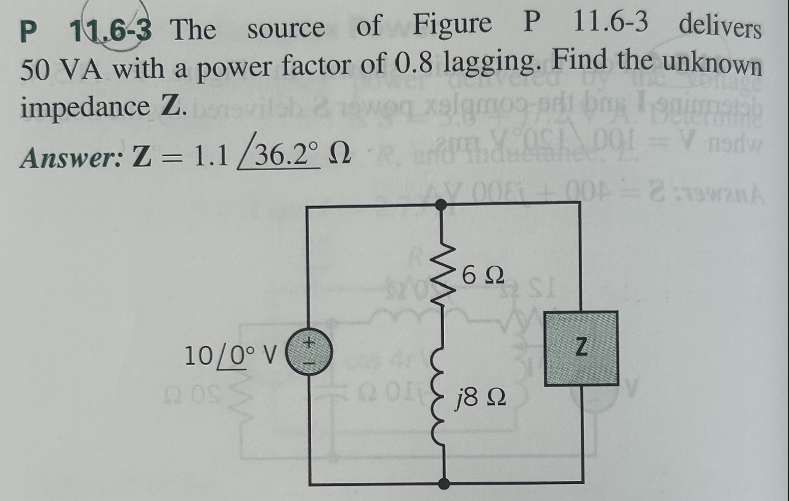 Solved P 11.6-3 ﻿The source of Figure P11.6-3 ﻿delivers50 | Chegg.com