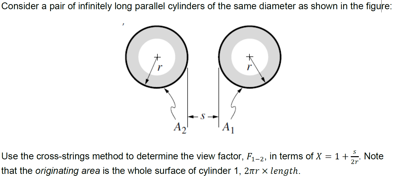 Solved Consider a pair of infinitely long parallel cylinders | Chegg.com