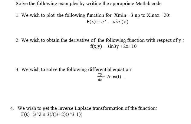 Solved Solve the following examples by writing the | Chegg.com