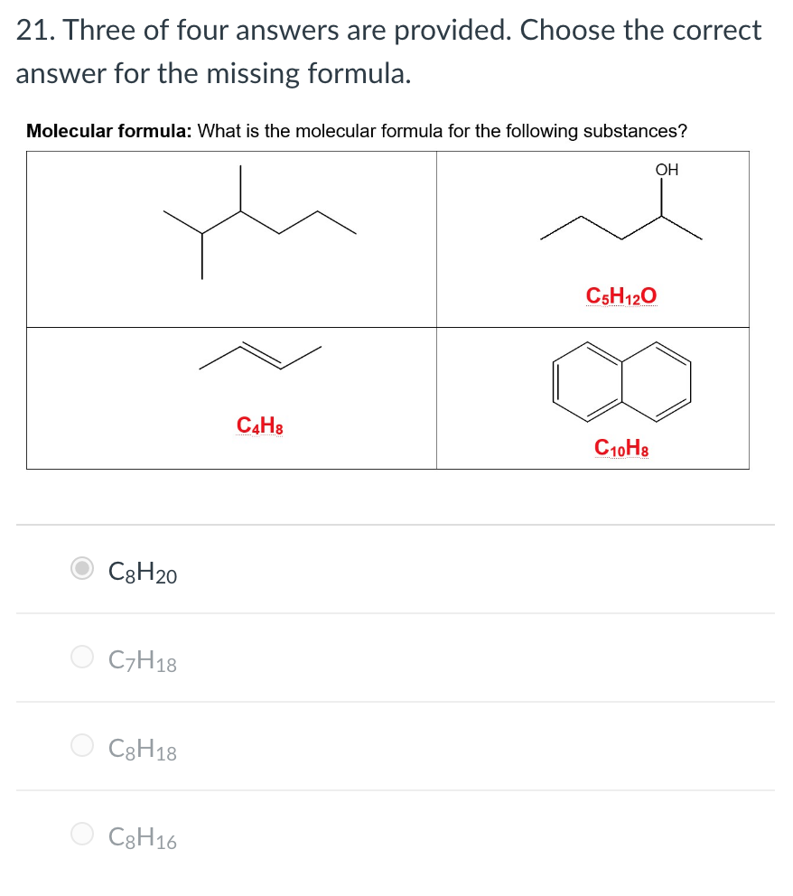 Solved 21. Three of four answers are provided. Choose the | Chegg.com