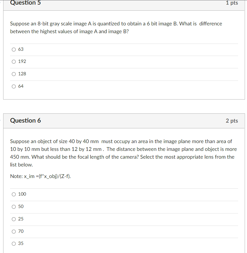 Solved Question 5 1 pts Suppose an 8-bit gray scale image A | Chegg.com