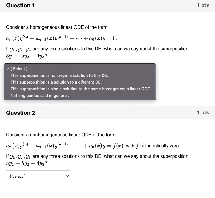 Solved Consider a homogeneous linear ODE of the form | Chegg.com