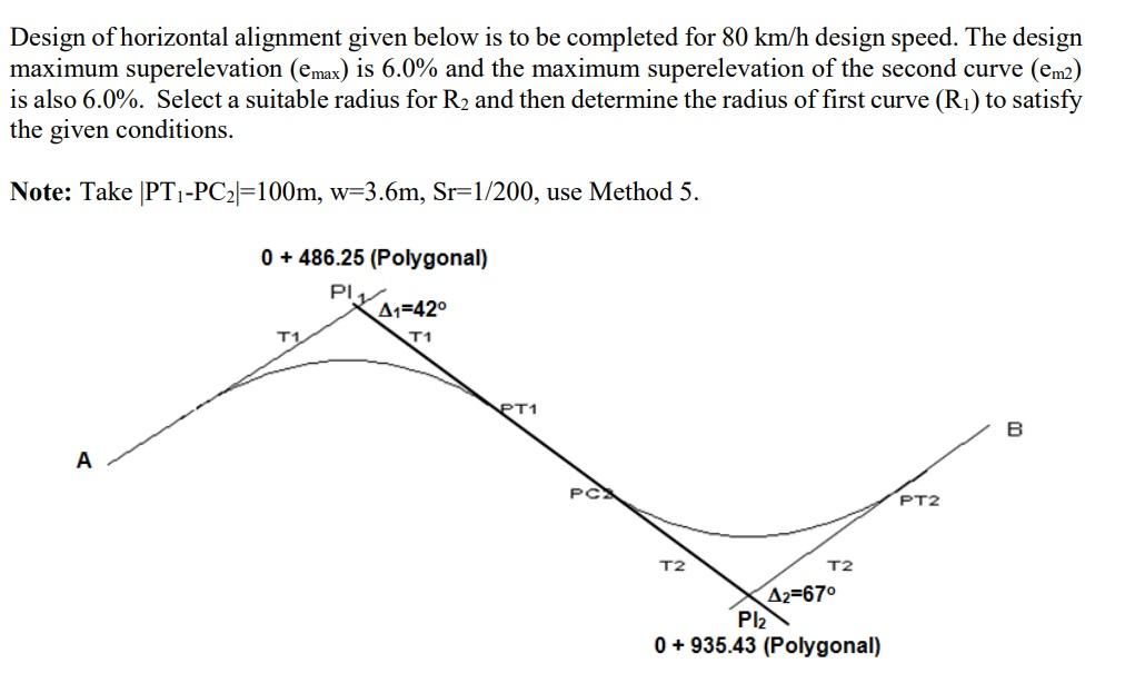 Solved Design of horizontal alignment given below is to be | Chegg.com