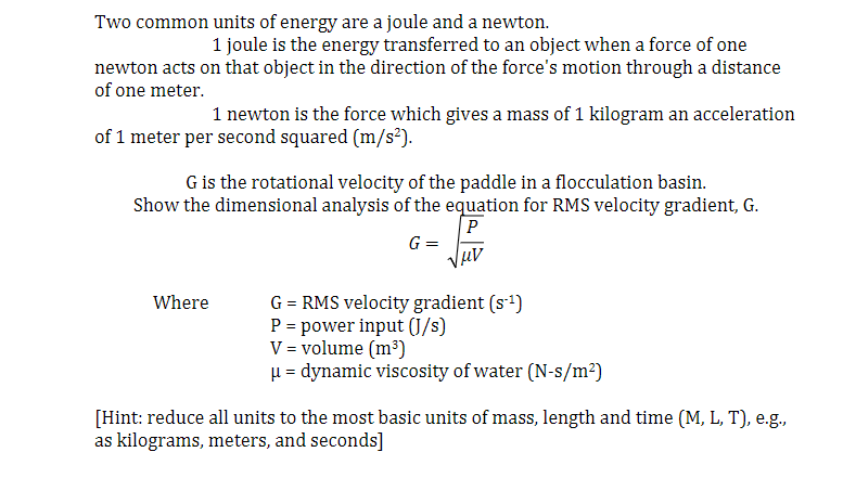 Solved Question: Show the dimensional analysis of | Chegg.com