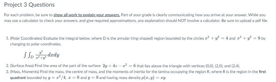 Solved For each problem, be sure to show all work to explain | Chegg.com