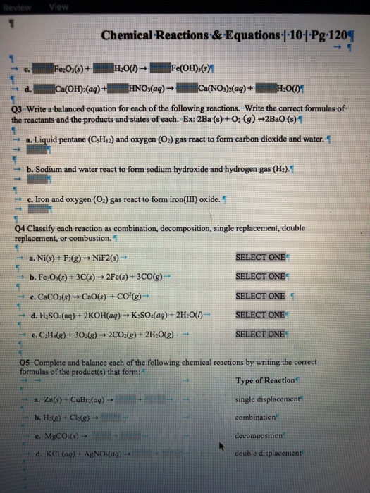 Write A Balanced Chemical Equation For Each Of The Following Reactions Taking Place In Water ...