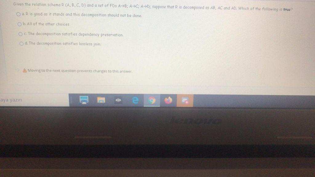 Solved Given the relation schema R (A,B,C,D) and a set of | Chegg.com
