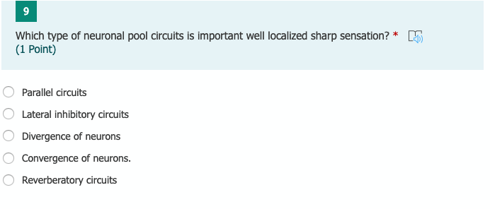 Solved 9 Which type of neuronal pool circuits is important | Chegg.com