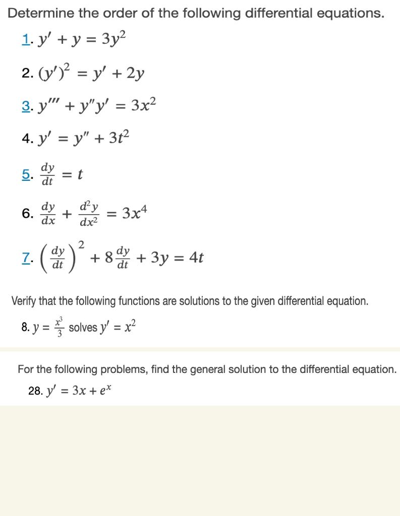 Solved Determine the order of the following differential | Chegg.com