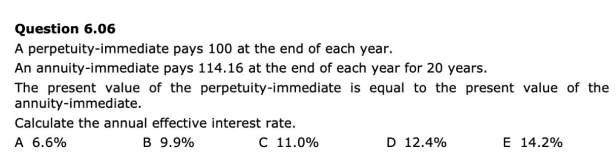 Solved A perpetuity-immediate pays 100 at the end of | Chegg.com