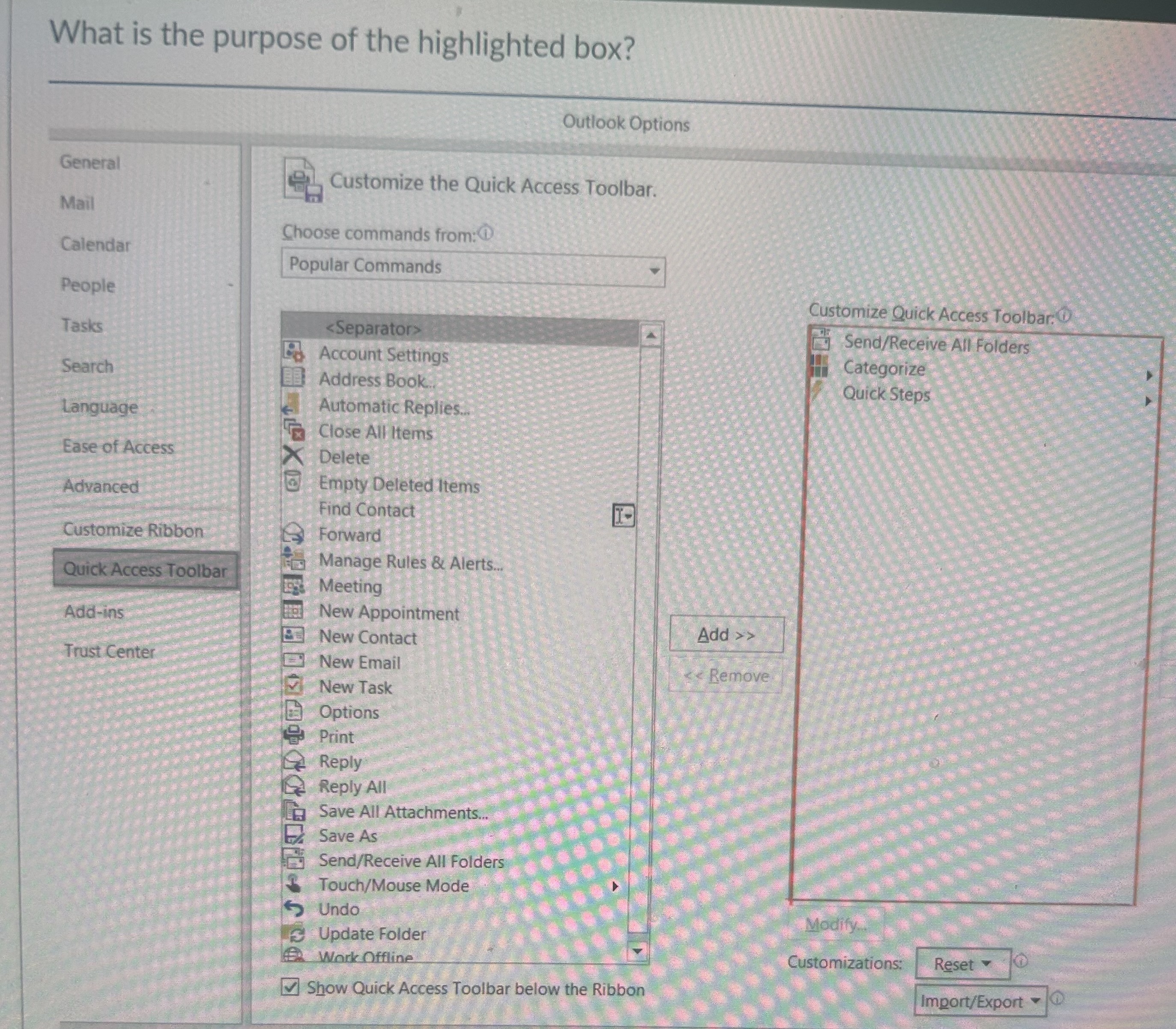 Solved Customize the Quick Access Toolbar. Choose commands | Chegg.com