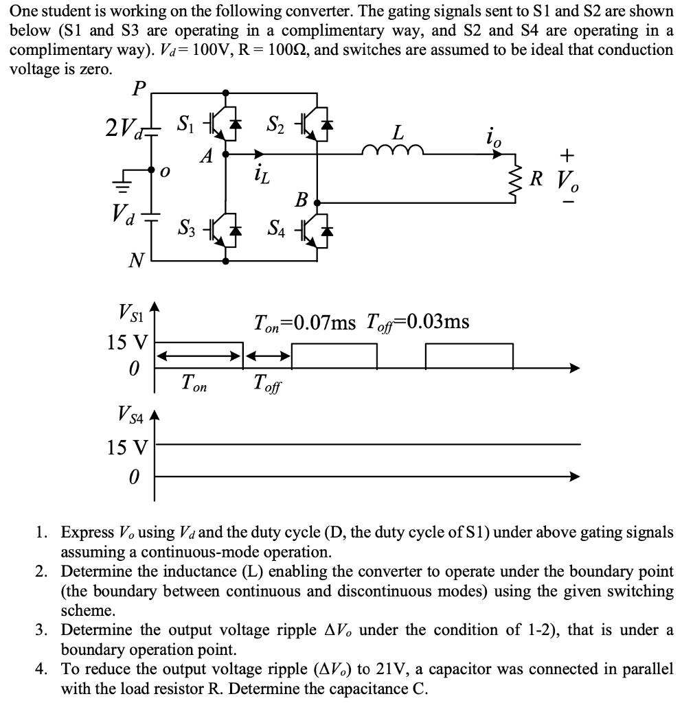 Solved One student is working on the following converter. | Chegg.com