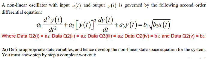 Solved A non-linear oscillator with input u(t) and output | Chegg.com