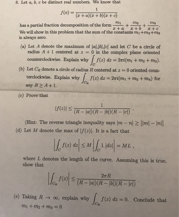 Solved 8. Let a, b, e be distinct real numbers. We know that | Chegg.com