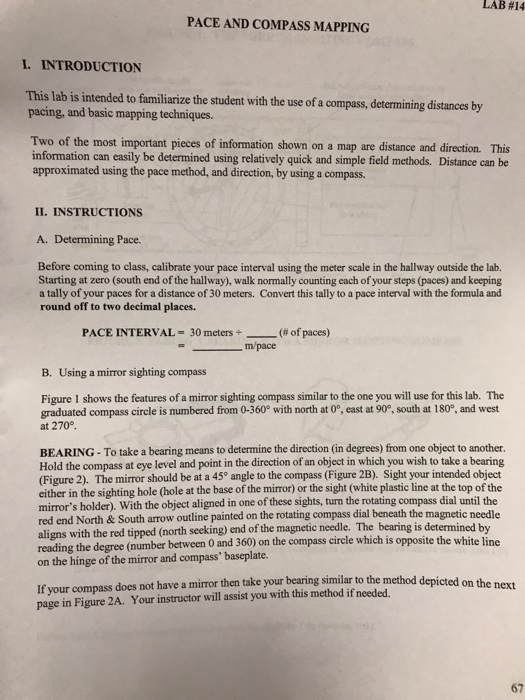 Solved LAB #14 PACE AND COMPASS MAPPING I. INTRODUCTION This | Chegg.com