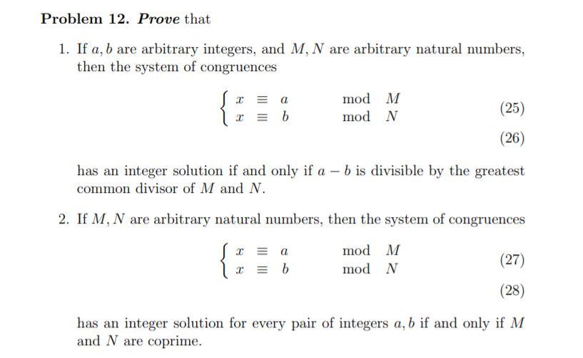 Solved Problem 12. Prove that 1. If a, b are arbitrary | Chegg.com