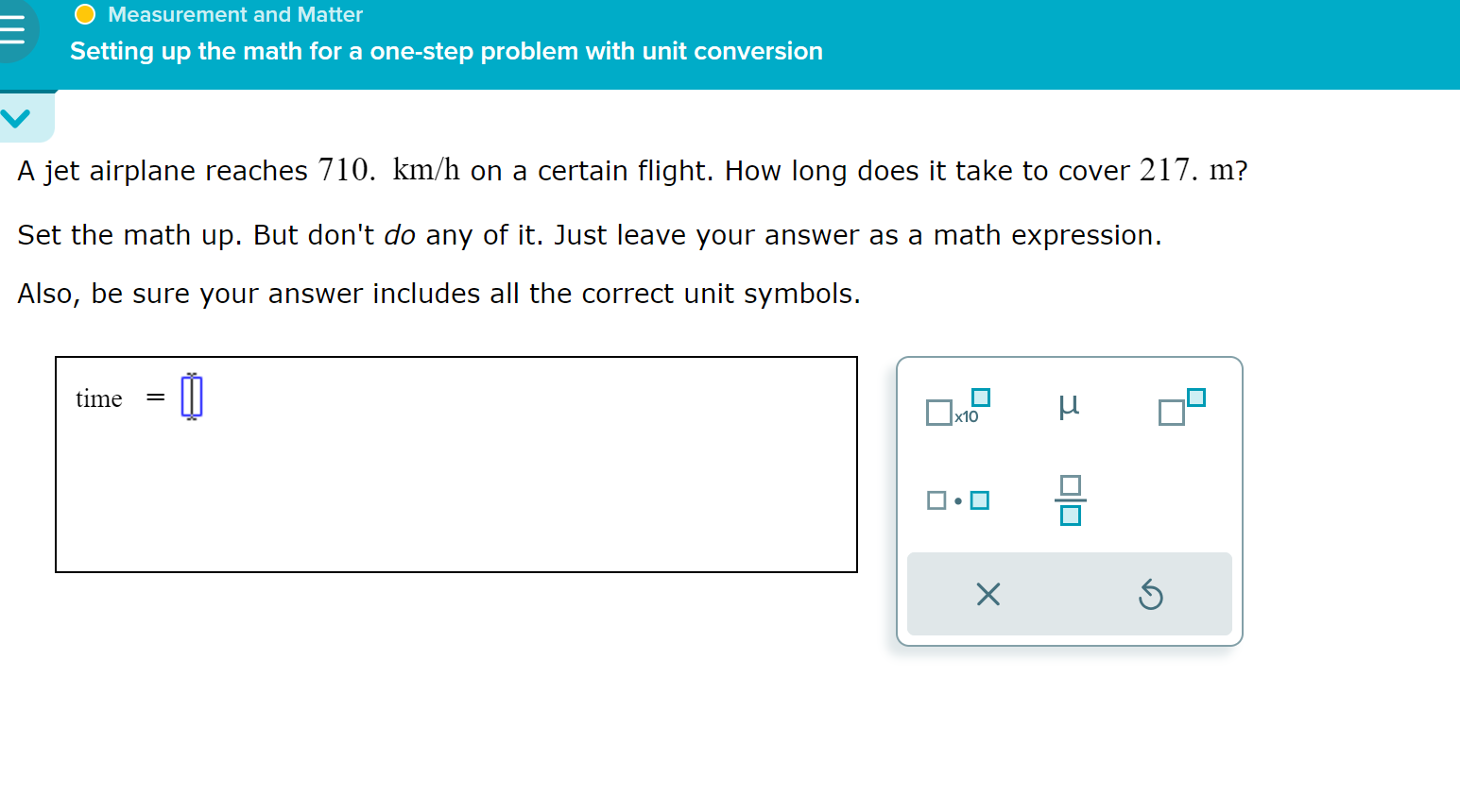 Solved Setting up the math for a one-step problem with unit | Chegg.com