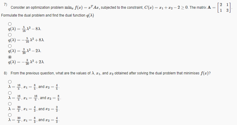Solved Consider an ﻿optimization problem minxf(x)=xTAx, | Chegg.com