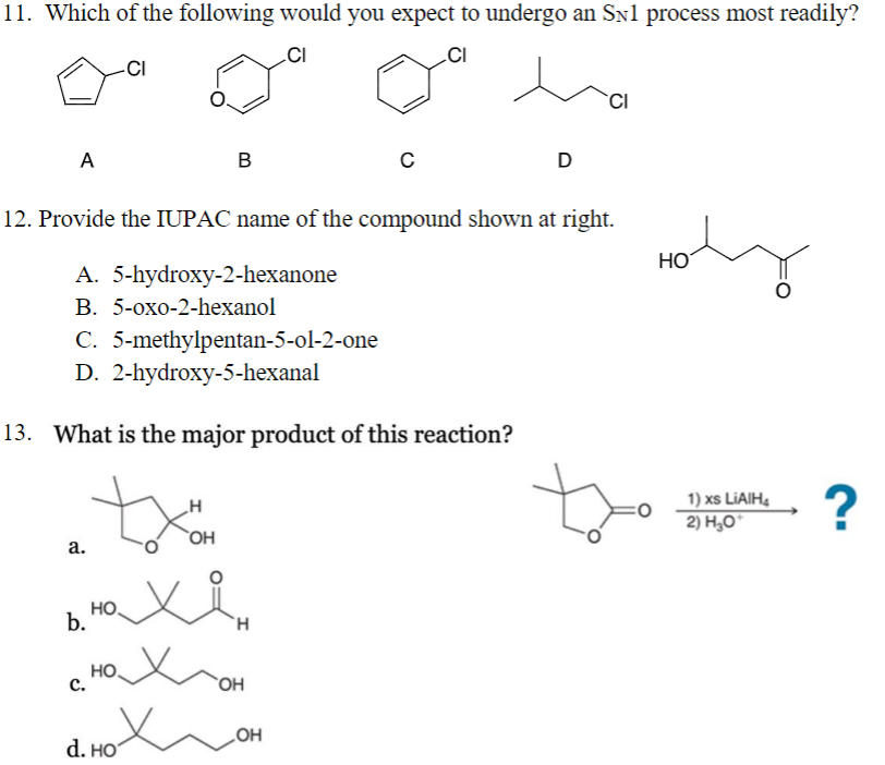 Solved 12. Provide the IUPAC name of the compound shown at | Chegg.com