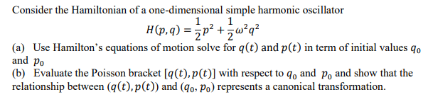 Solved Consider the Hamiltonian of a one-dimensional simple | Chegg.com