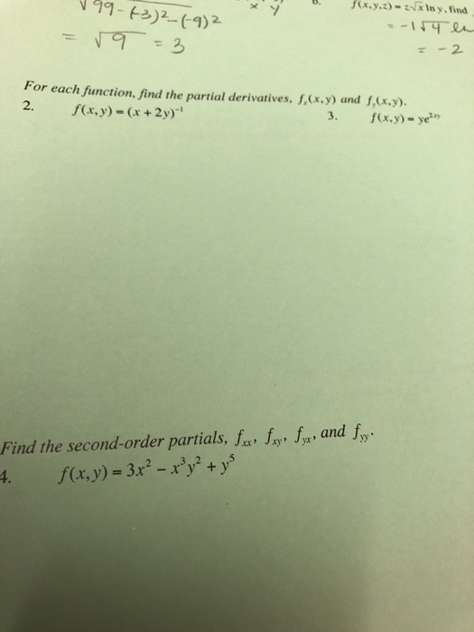 Solved E -2 For each function, find the partial derivatives. | Chegg.com