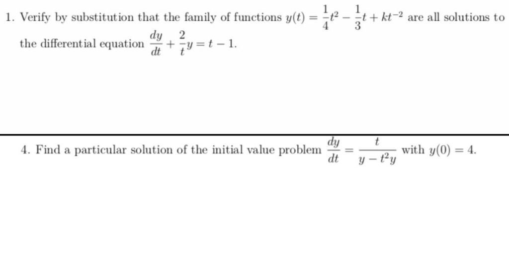 Solved 1. Verify by substitution that the family of | Chegg.com