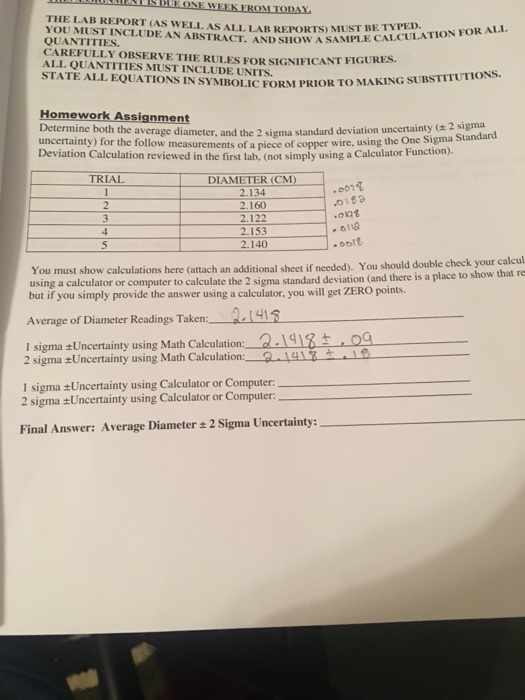 Solved Can someone answer the 1 sigma and 2 sigma | Chegg.com