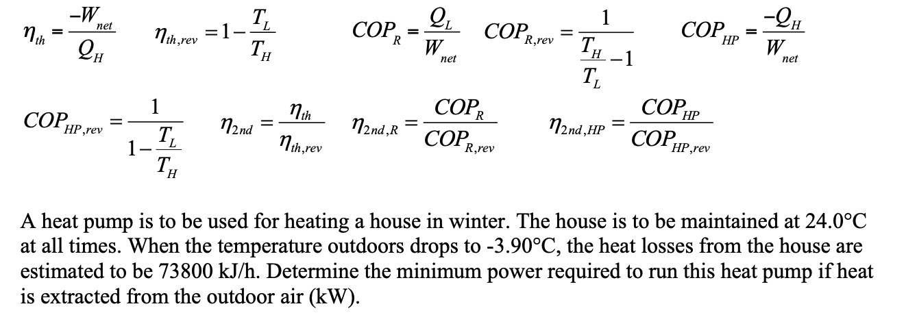 Solved -W net - 요 nih COPR = =1- TL TH Nth,rev = QH W net | Chegg.com