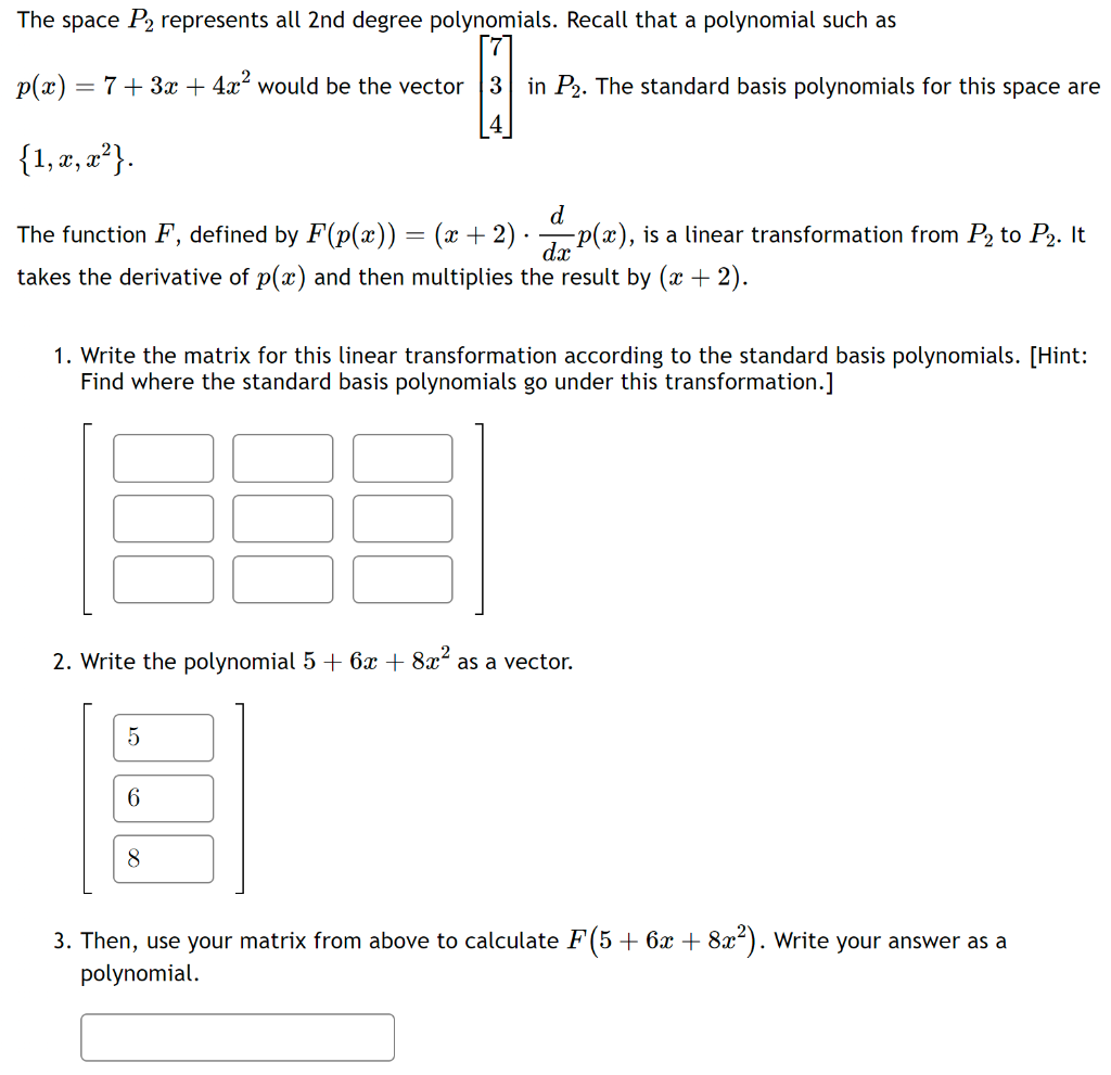 Solved The space P2 represents all 2 nd degree polynomials. | Chegg.com
