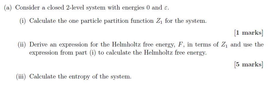 Solved (a) Consider a closed 2-level system with energies 0 | Chegg.com