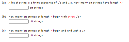 Solved (a) A bit of string is a finite sequence of O's and | Chegg.com Solved (a) A bit of string is a finite sequence of O's and | Chegg.com