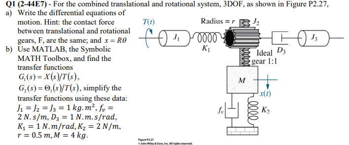 Q1 (2-44E7) - For the combined translational and | Chegg.com